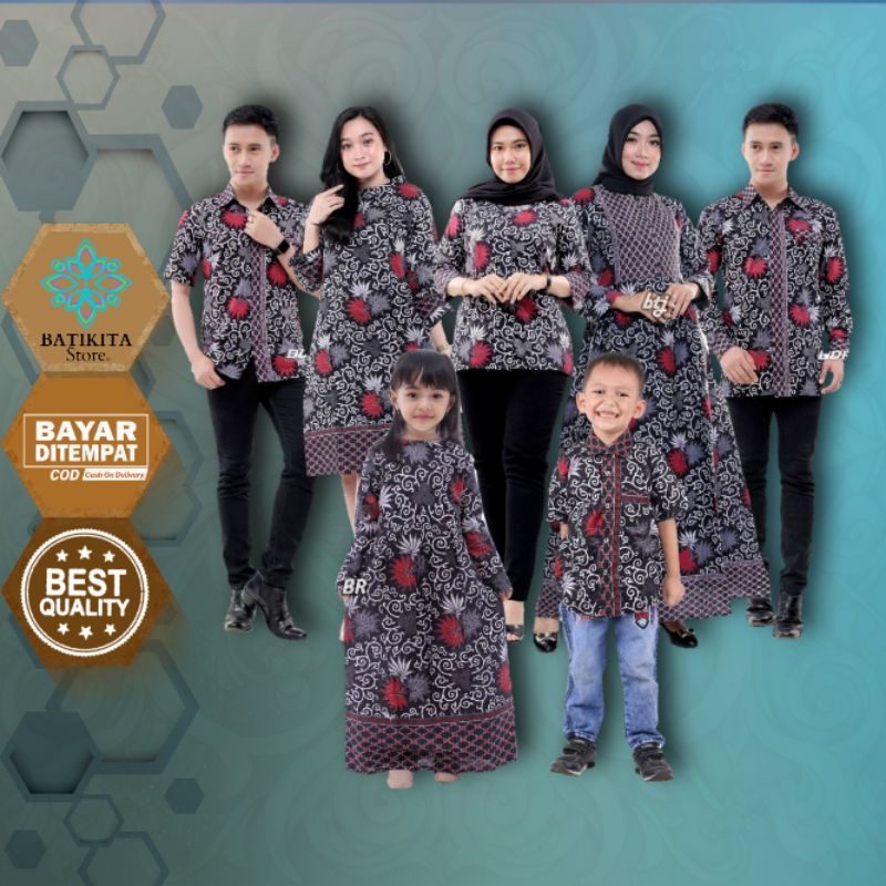 Jual batik couple batik keluarga & batik couple keluarga motif kembang ...
