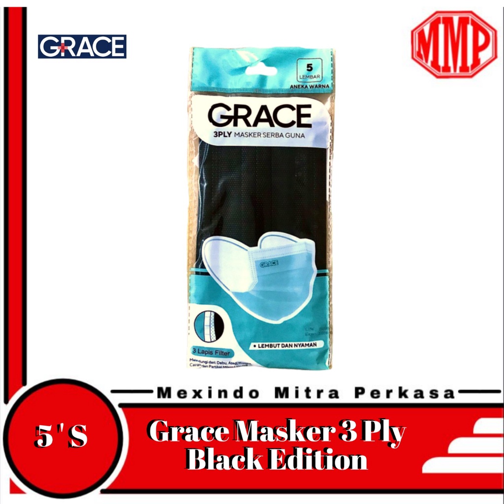 Jual Grace Masker 3 Ply (Black Edition) | Shopee Indonesia