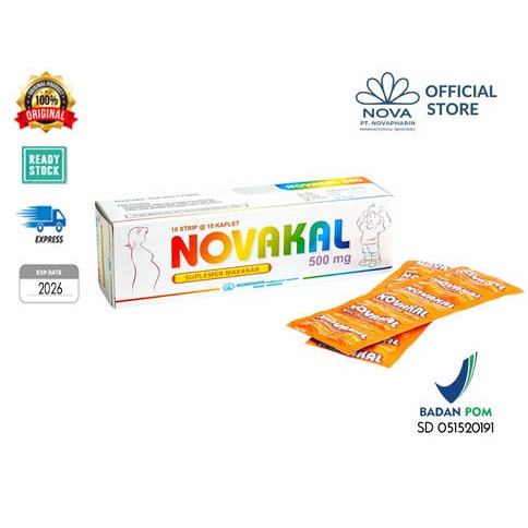 Jual (STRIP isi 10) NOVAKAL 500mg EXP 2026 Calsium Lactate Suplemen ...