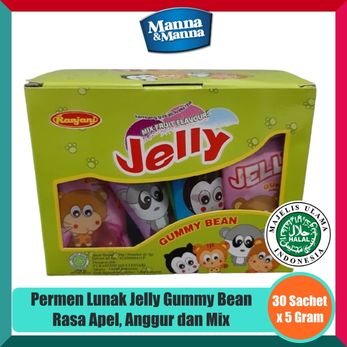 Jual Permen Lunak Jelly Gummy Bean Aneka Rasa Buah - 30 Sachet x 5 Gram ...