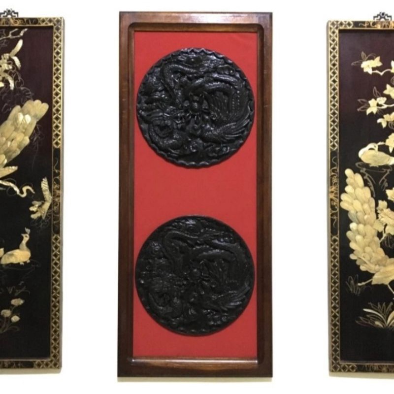 Jual Pajangan relief ukir kayu motif Naga dan burung hong | Shopee ...