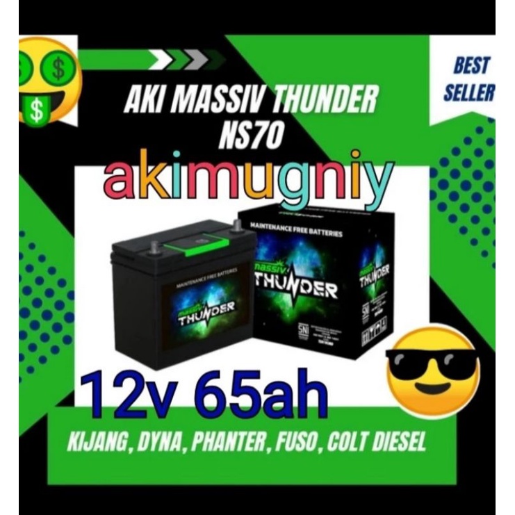 Jual aki massiv thunder ns70 mf 65d26r 12v 65ah yuasa gs varta | Shopee ...