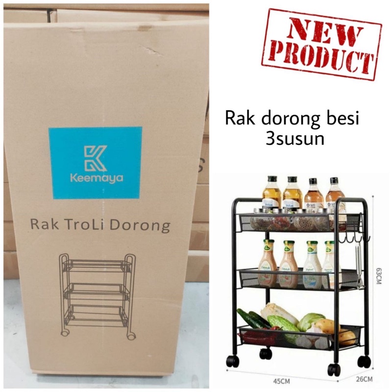 Jual rak besi dorong 3 tingkat | Shopee Indonesia