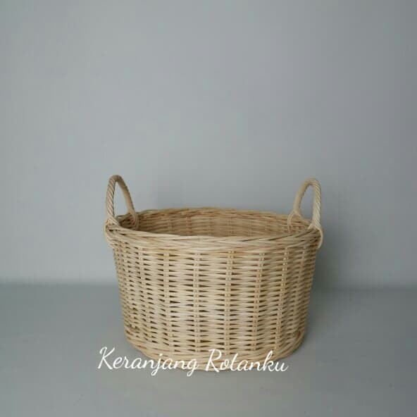 Jual keranjang rotan bulat handle 20x12 | Shopee Indonesia
