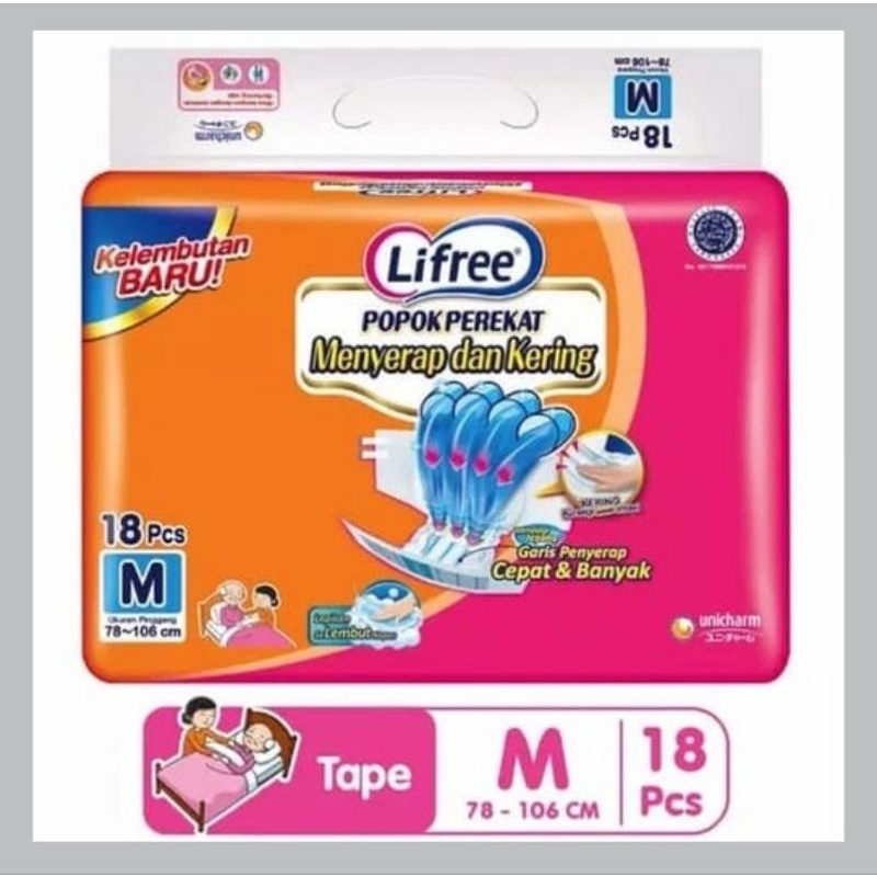 Jual LIFREE Adult Diapers M isi 18 (POPOK PEREKAT) | Shopee Indonesia