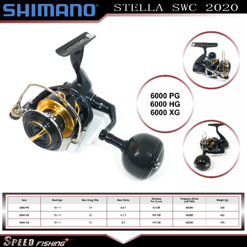 Jual Reel Shimano Stella 2020 SW 6000 PG HG XG Stella SWC Spinning | Shopee Indonesia