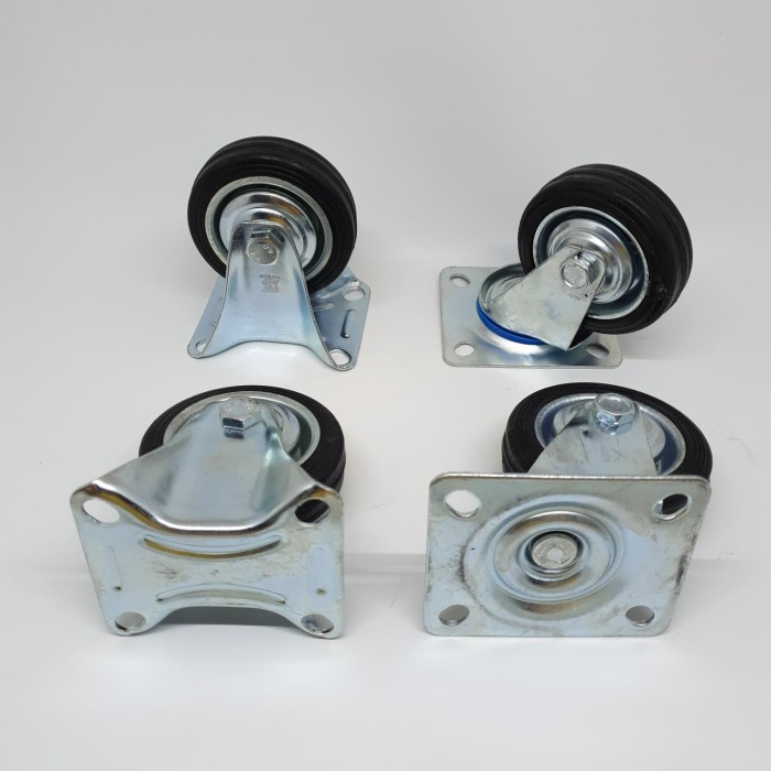 Jual Roda Etalase 3 inch / Roda Trolley / Roda Karet (2 Hidup 2 Mati ...
