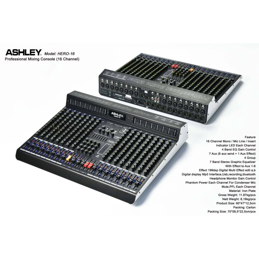 Jual ASHLEY HERO 16 Mixer Audio 16 Channel HERO16 / HERO-16 | Shopee ...
