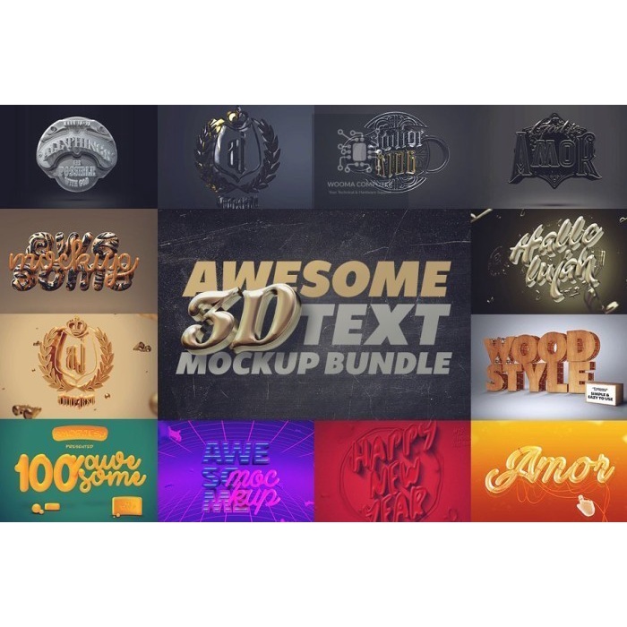 Jual Awesome 3d Text Mockup Bundle - Wooma Computer | Shopee Indonesia