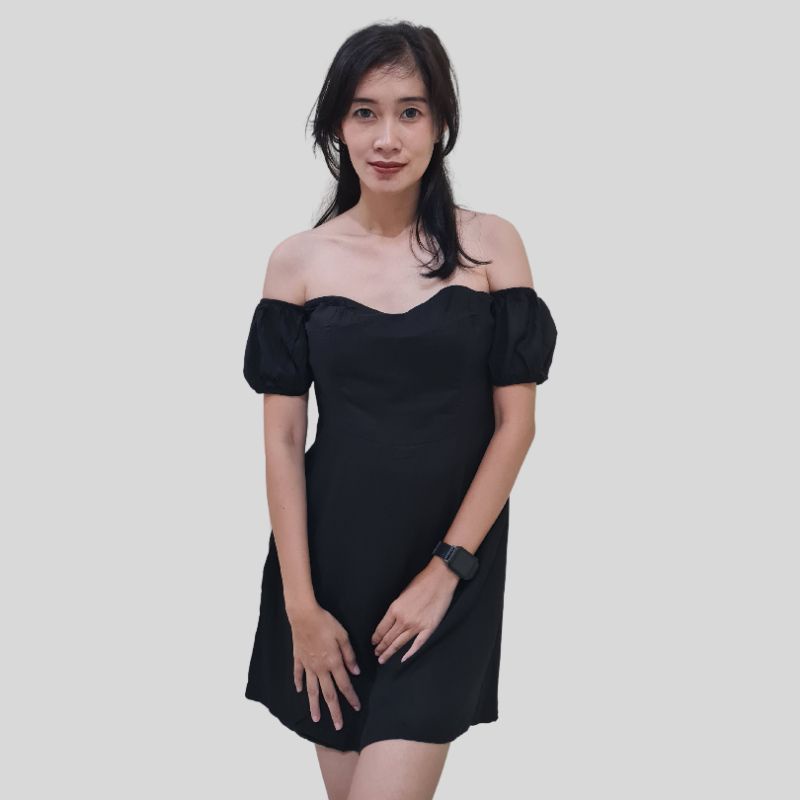 Jual EDC - mini dress midi hitam polos | Shopee Indonesia