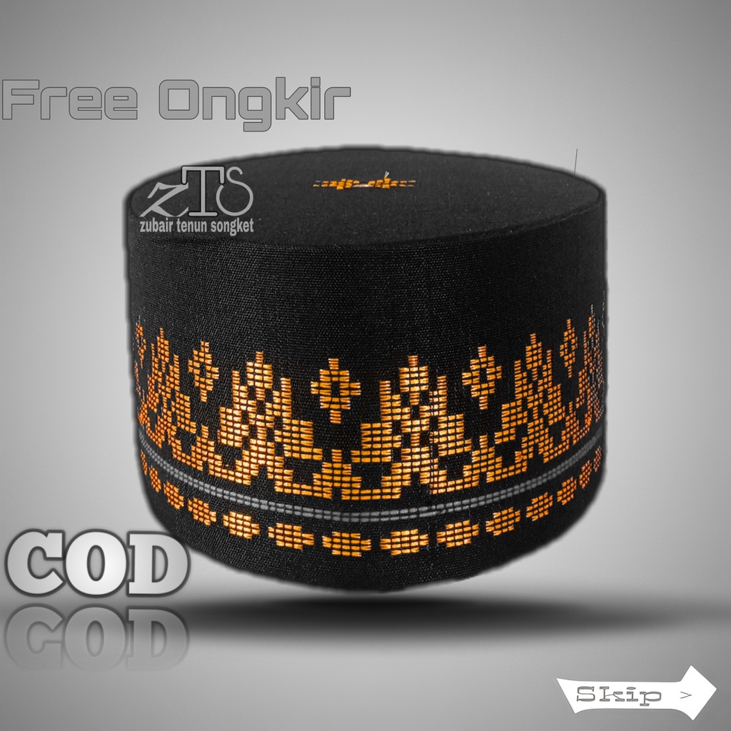 Jual Zubair tenun Songket PECI HITAM SONGKET BULAT LONJONG MOTIF CEREK ...