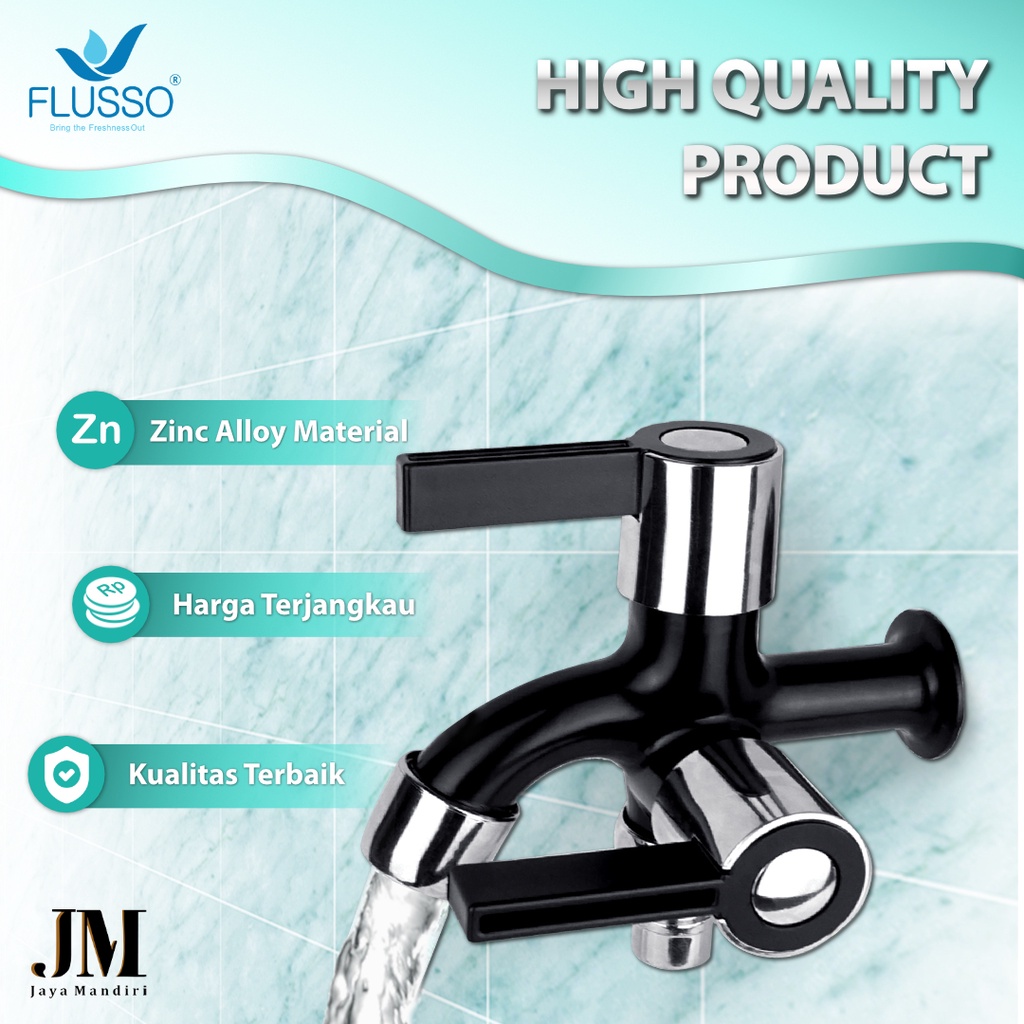 Jual Flusso Kran Air Kran Kamar Mandi Keran Tembok Double Baling Hitam ...