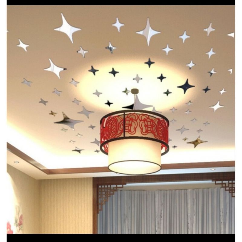 Jual Sticker Cermin Stiker kaca Bintang Star dekorasi tempel dinding ...