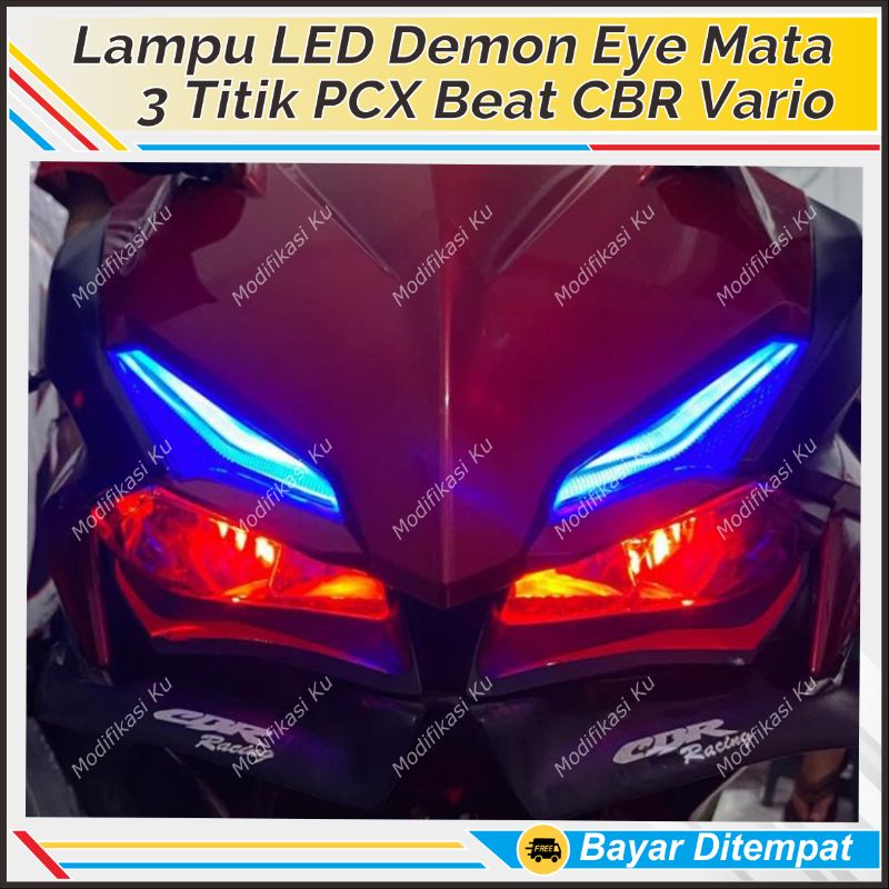 Jual LAMPU DEMON EYE LED/ DEVIL EYE 3 TITIK UNTUK REFLEKTOR HEADLAMP ...