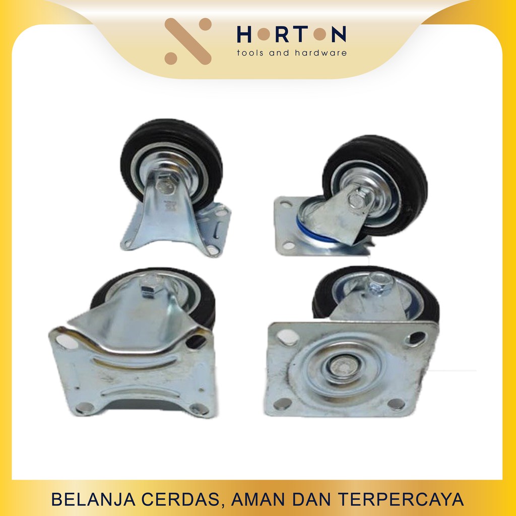 Jual Roda Trolley Roda Karet Hitam / Troli / Etalase 3 Inch Set (2 ...