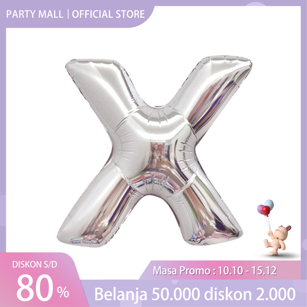 Jual Balon Foil Huruf Silver 16 Inch 40cm Abjad Alphabet A-Z Balon Foil ...