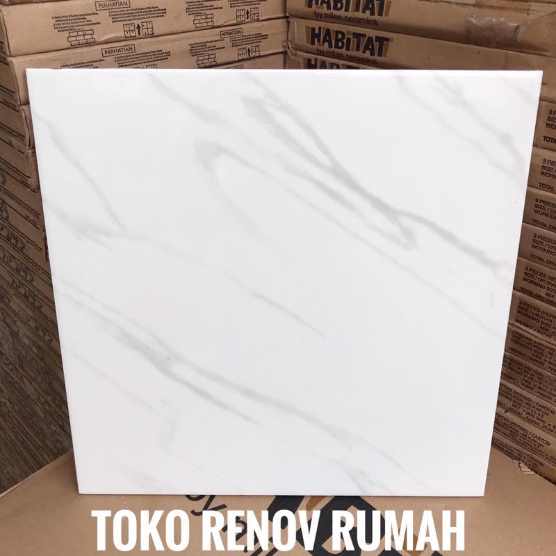 Jual keramik lantai 40x40 putih motif carara GLOSSY/ keramik lantai ...