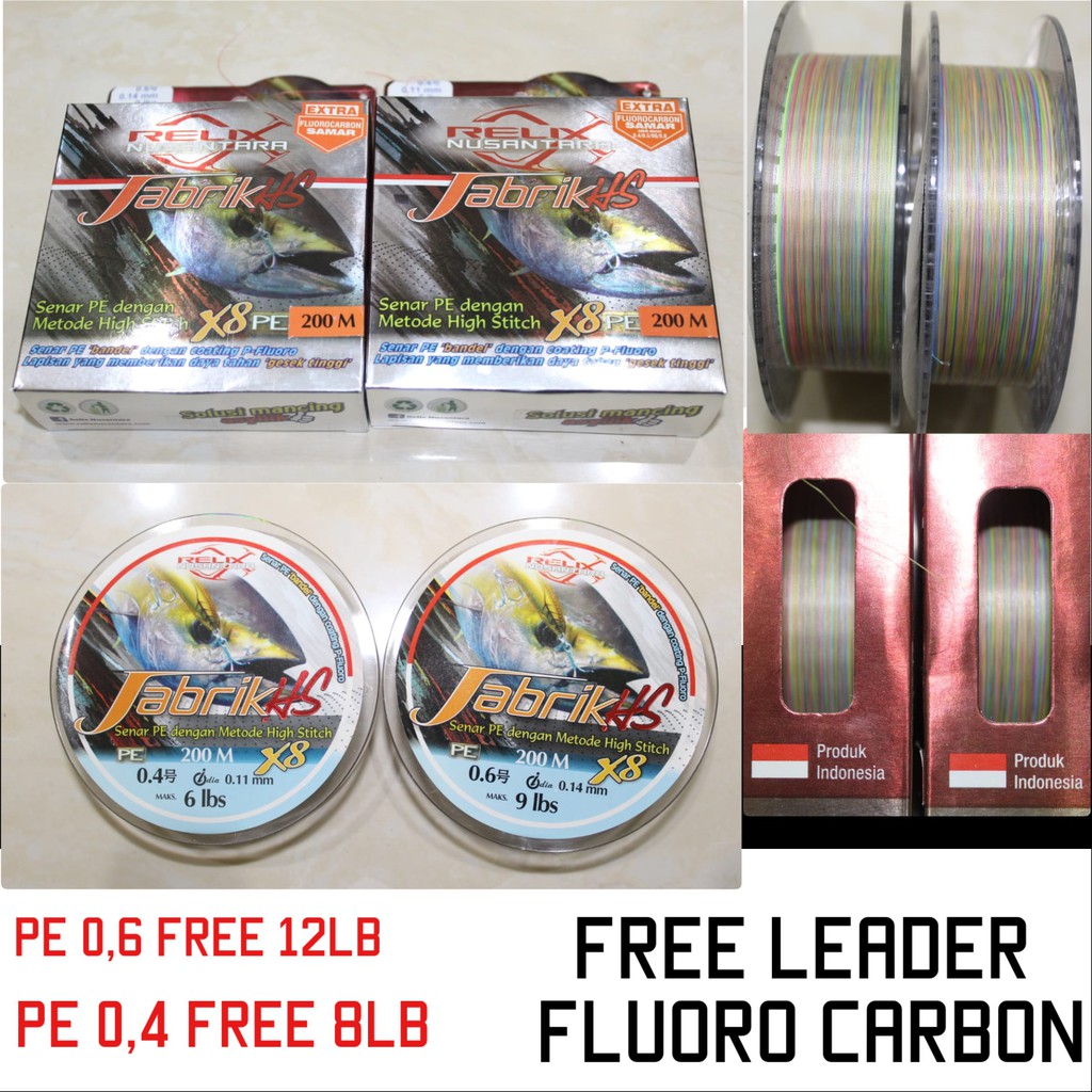 Jual Senar PE Relix Jabriks HS 200m Gratis Leader Samar 12Lb | Shopee ...
