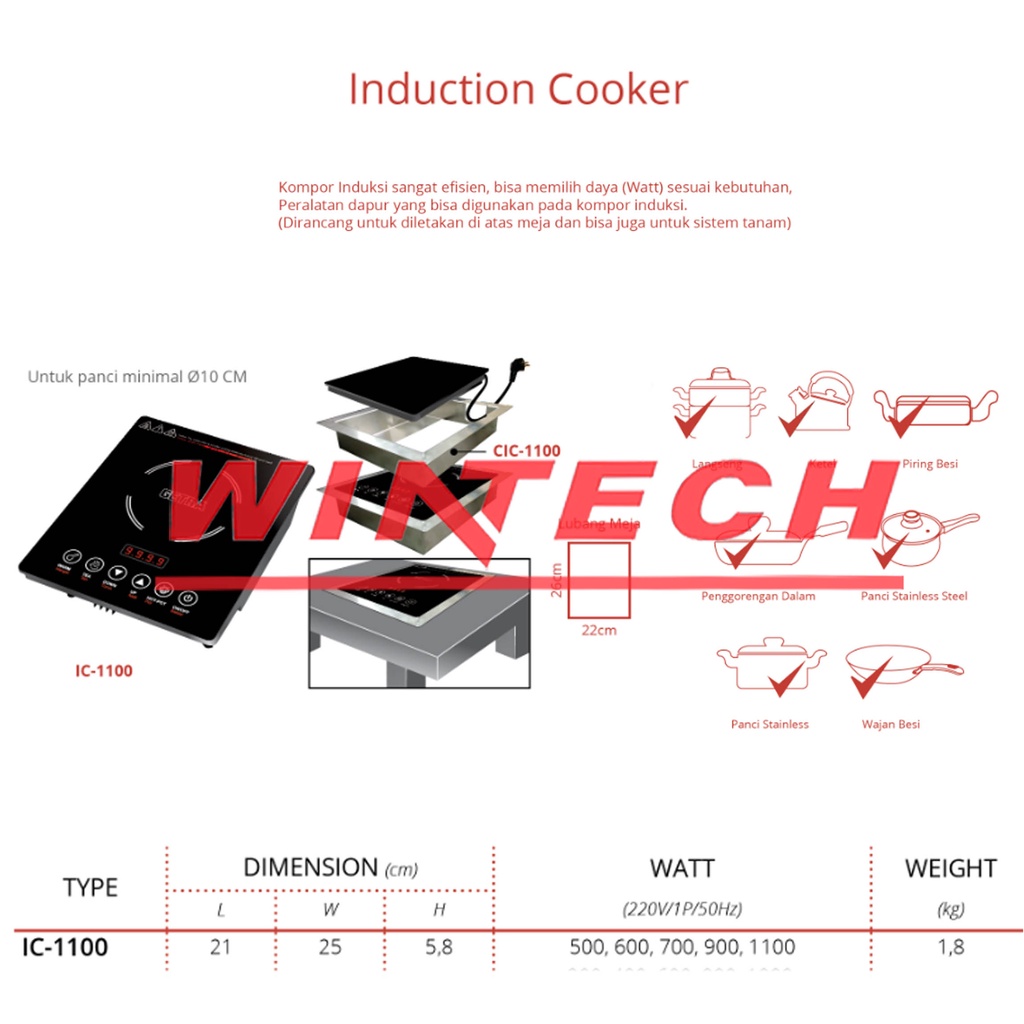 Jual Getra IC-1100 Induction Cooker - Kompor Listrik Induksi Garansi ...