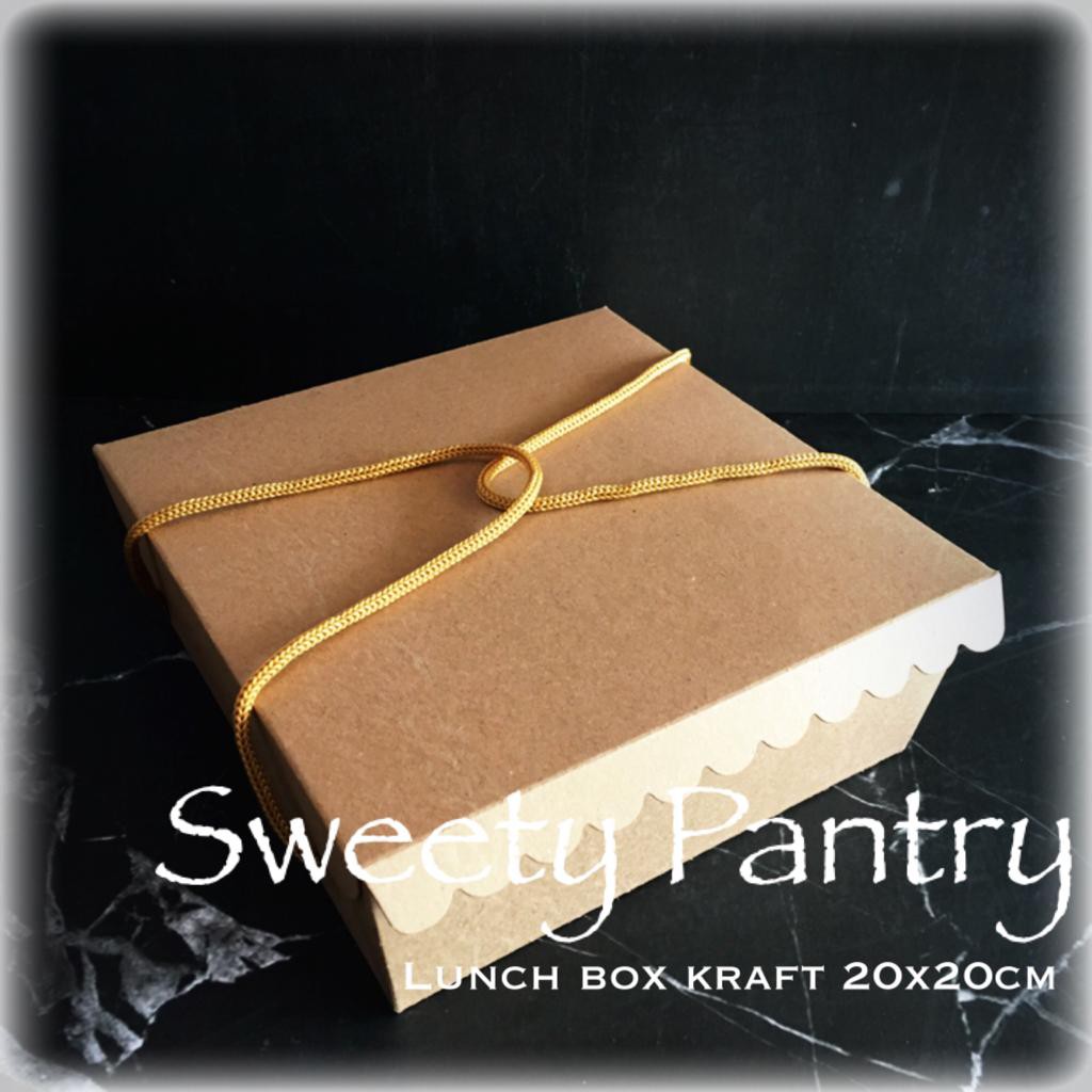 Jual Dus/ Box Lunch Box Premium 20x20x8cm Brown + 2 Tali - 20 pcs ...