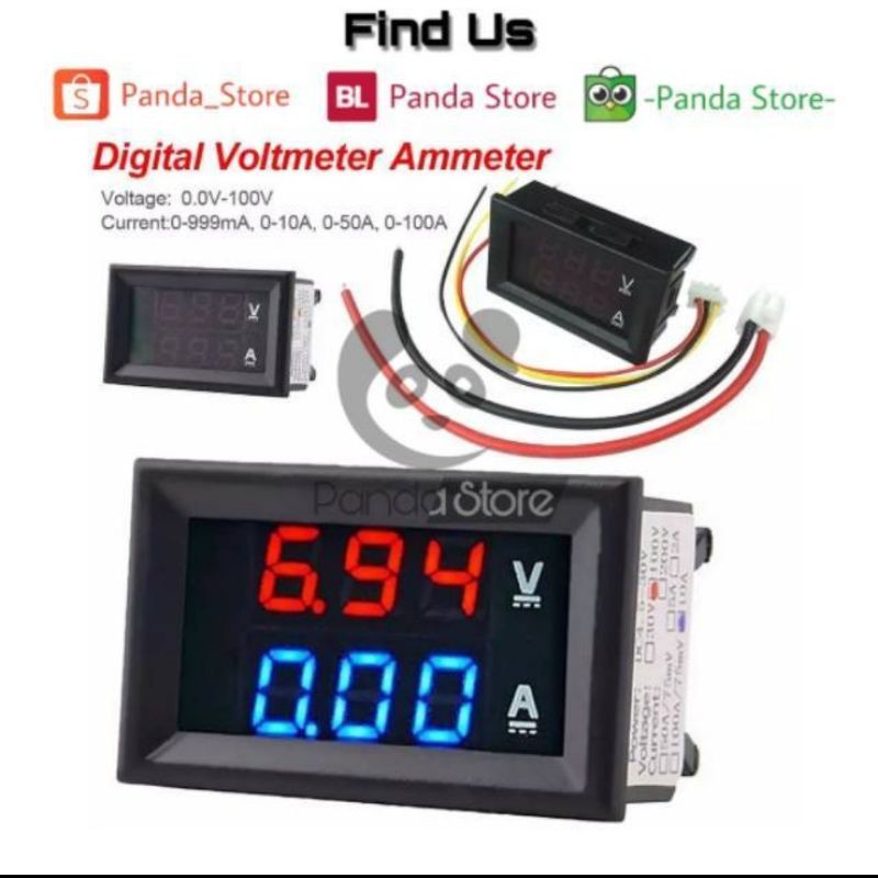 Jual Digital Voltmeter Ammeter DC 100V 10A Dual Display 3 Digit | Shopee Indonesia
