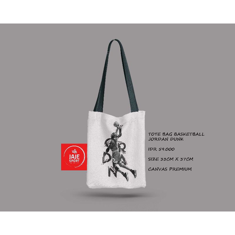 Jual TOTE BAG BASKET NBA MICHAEL JORDAN DUNK B/W CHICAGO BULLS JAJE BAG ...