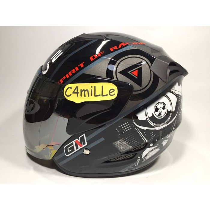 Jual HELM GM FIGHTER SPORT V2 SR BLACK SILVER RED HALF FACE | Shopee ...