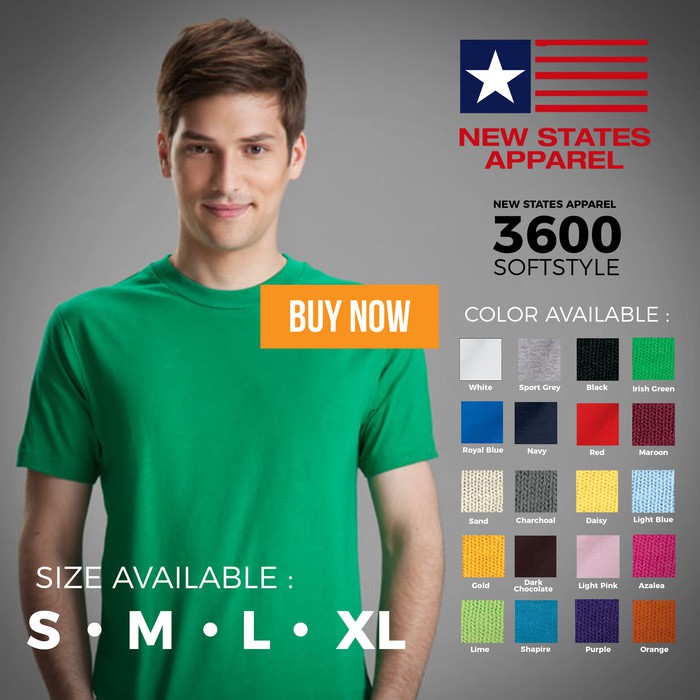 Jual Kaos Polos NEW STATES APPAREL ( NSA ) 3600 ORIGINAL MURAH S M L XL ...