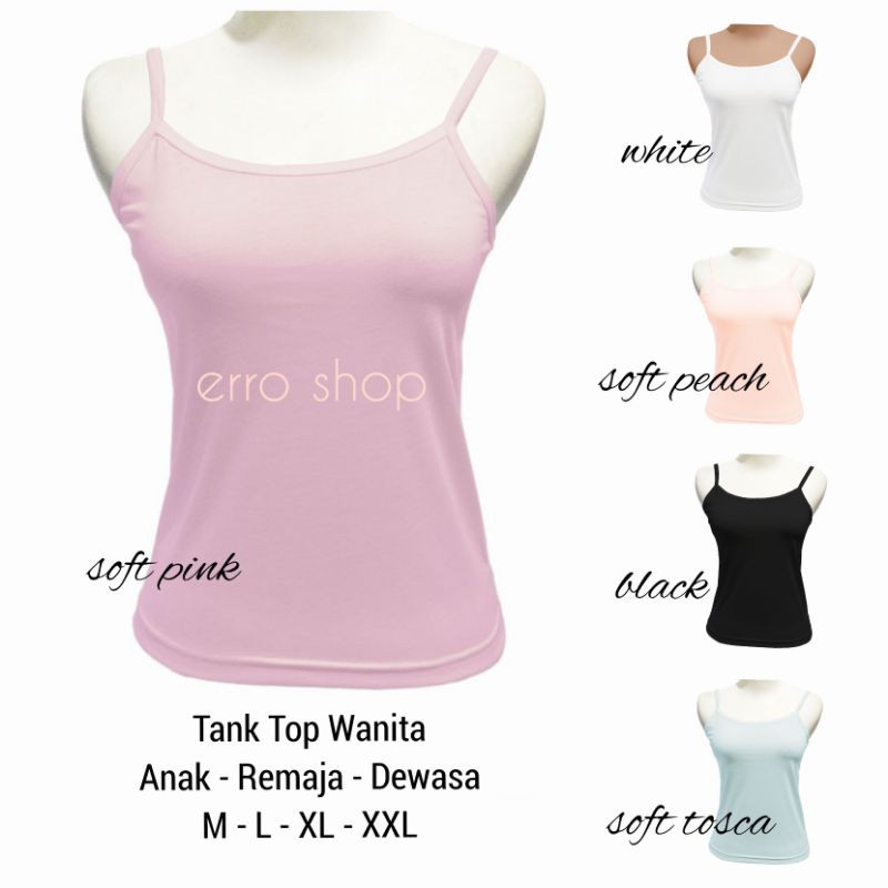 Jual Tank Top Wanita Tali Kecil Anak Remaja Dewasa Cewek Polos Warna ...
