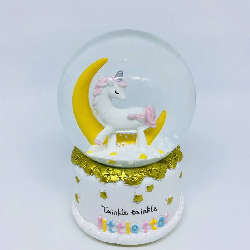 Jual snowball pajangan bola kaca medium music box lampu magical unicorn ...