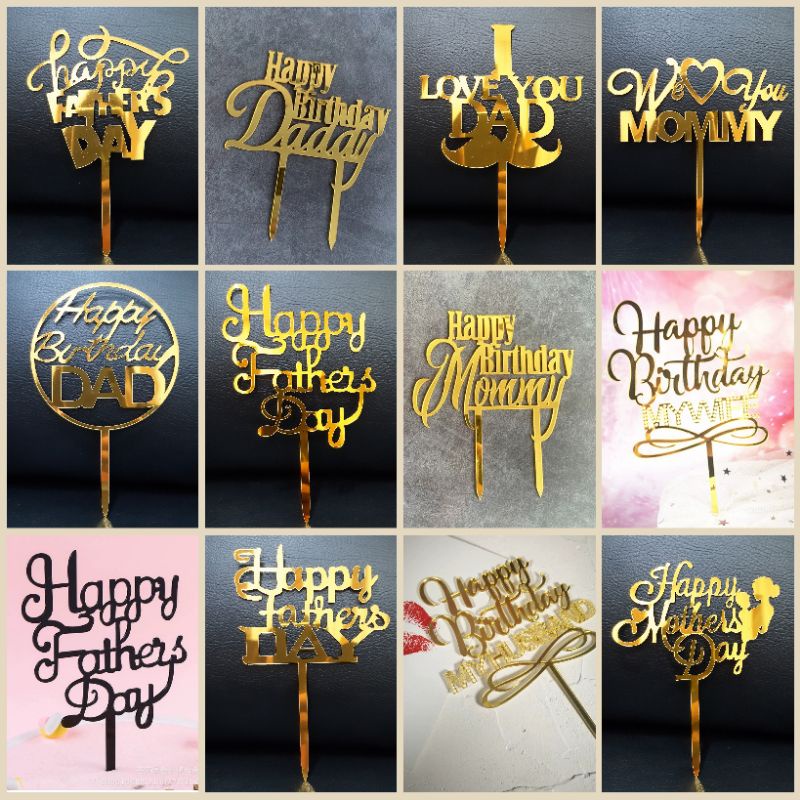 Jual Topper Cake Acrylic Happy Father Mother's Day Husband wife ...
