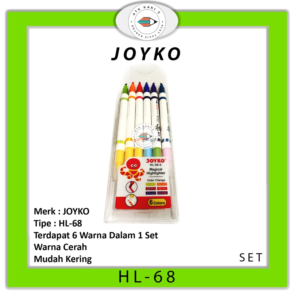 Jual JOYKO - Penanda Tulisan - Highlighter HL-68 6 Warna - Set | Shopee ...