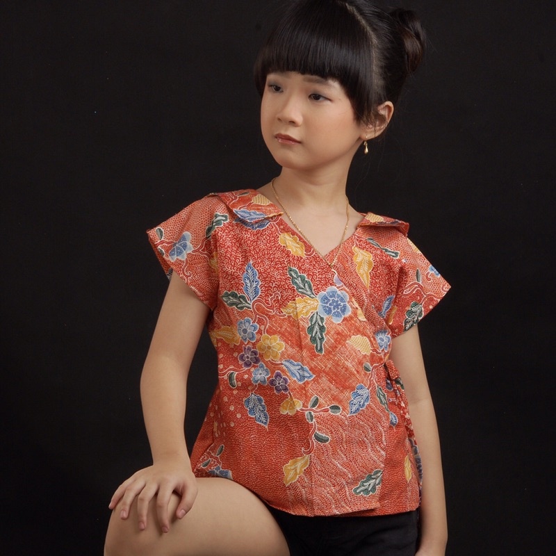 Jual Top Blus Batik Kimono Cherry Berkerah Tali Dalam Dan Luar Atasan ...