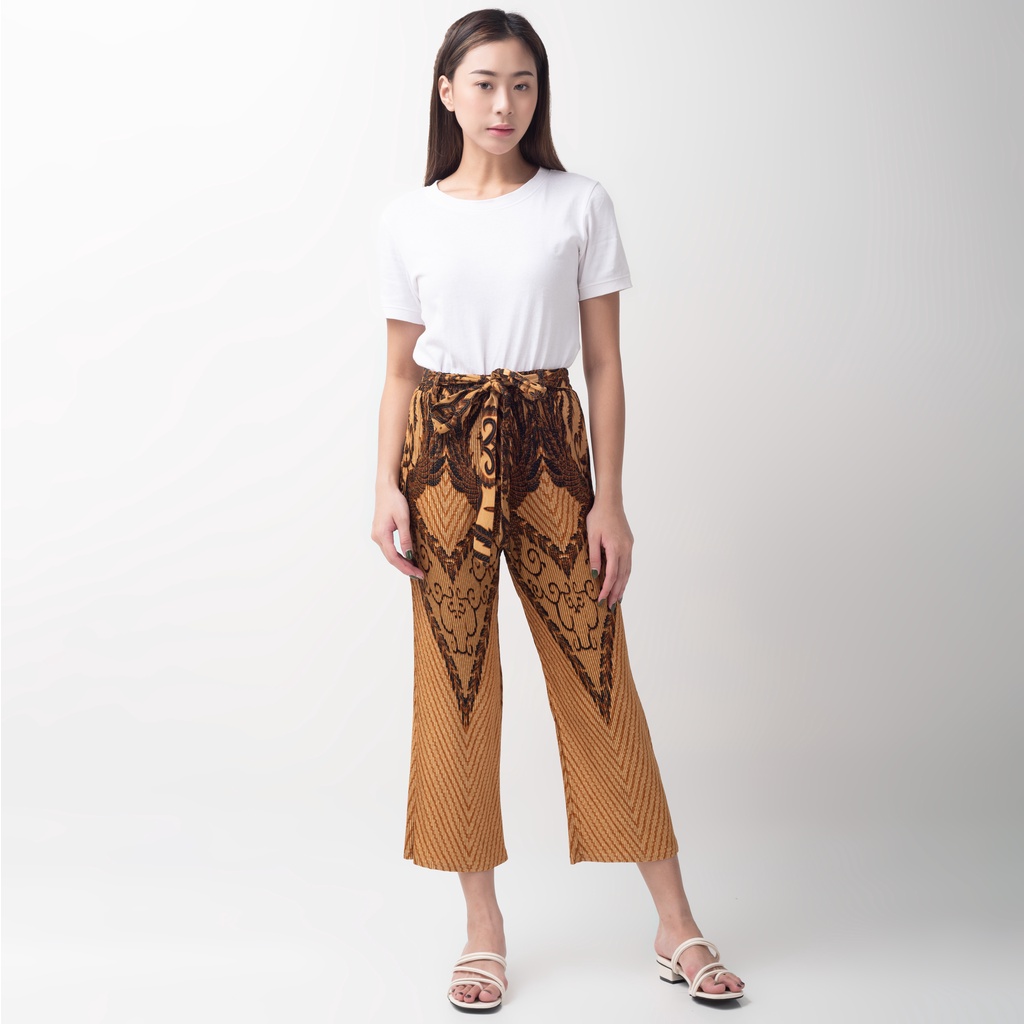 Jual Benhill Celana Wanita Cullotes Plisket Batik Premium Tali Pinggang ...