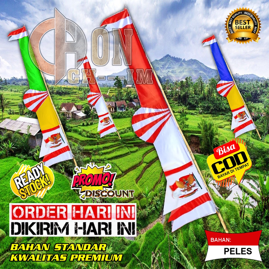 Jual BENDERA BANDIR INDOSIAR MERAH PUTIH ( 3.75 - 4 METER ) LEBAR 55 CM ...