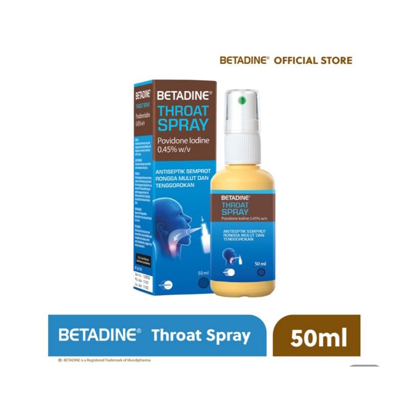 Jual BETADINE THROAT SPRAY 50ML (Original Ready Stok) | Shopee Indonesia