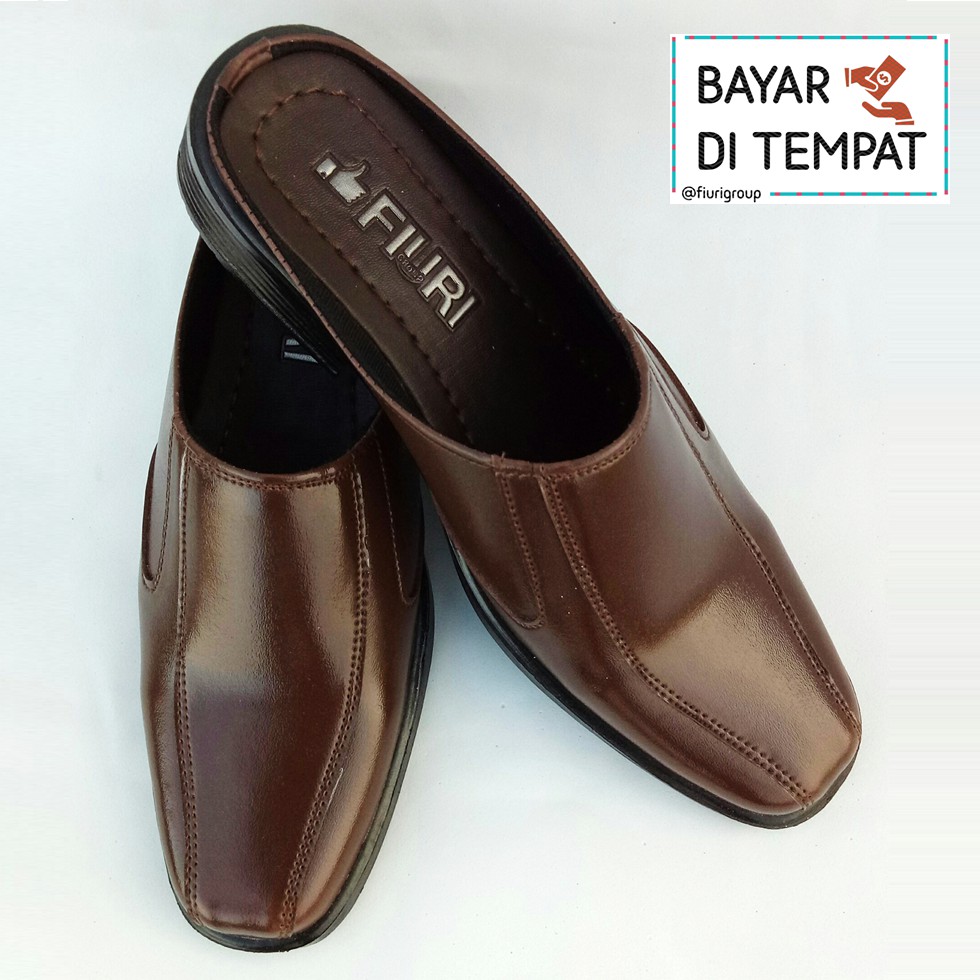 Jual FIURI BJ 6 - Sepatu Selop 38-46 Coklat Pantofel Pria - Sepatu ...