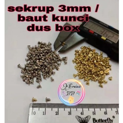 Jual 1000pcs baut mini 3mm / sekrup 3mm / sekrup kunci pengait box ...