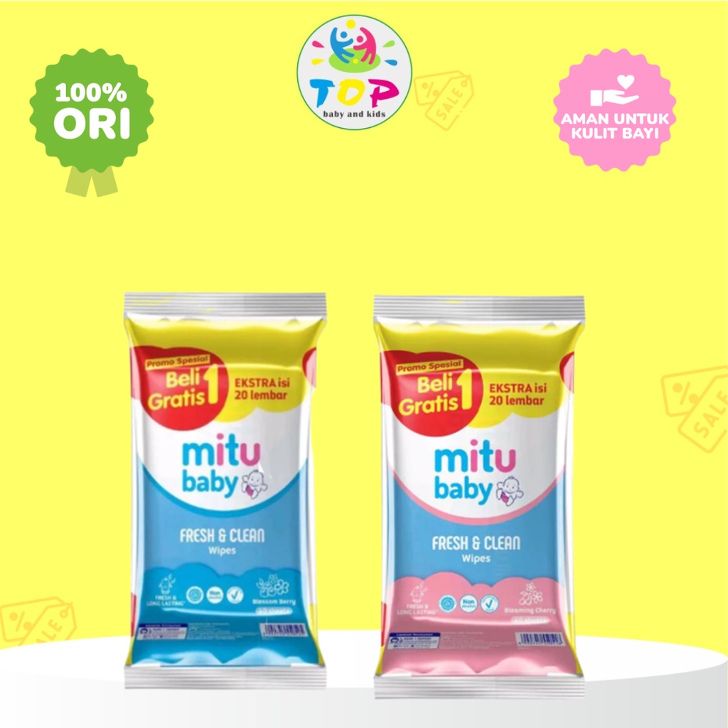 Jual ~TOP~ MITU BABY WIPES FRESH & CLEAN (PILIH VARIAN DI VARIASI ...