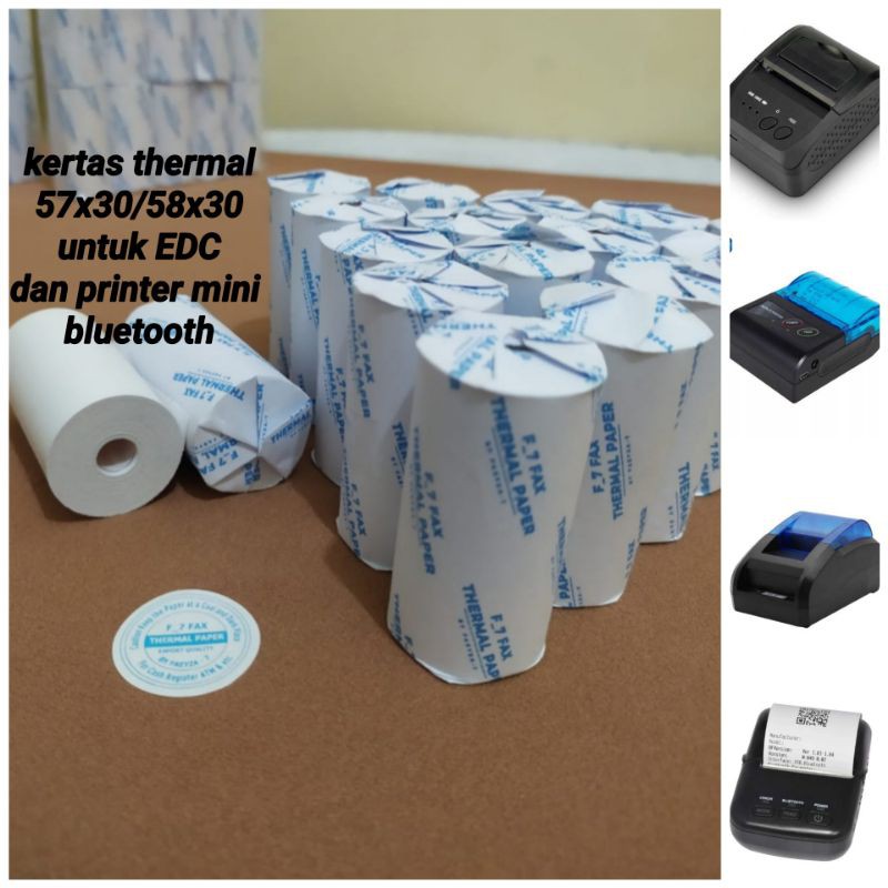 Jual Kertas Struk thermal EDC Paper Roll 58x30 57x30 Termal EDC Thermal ...