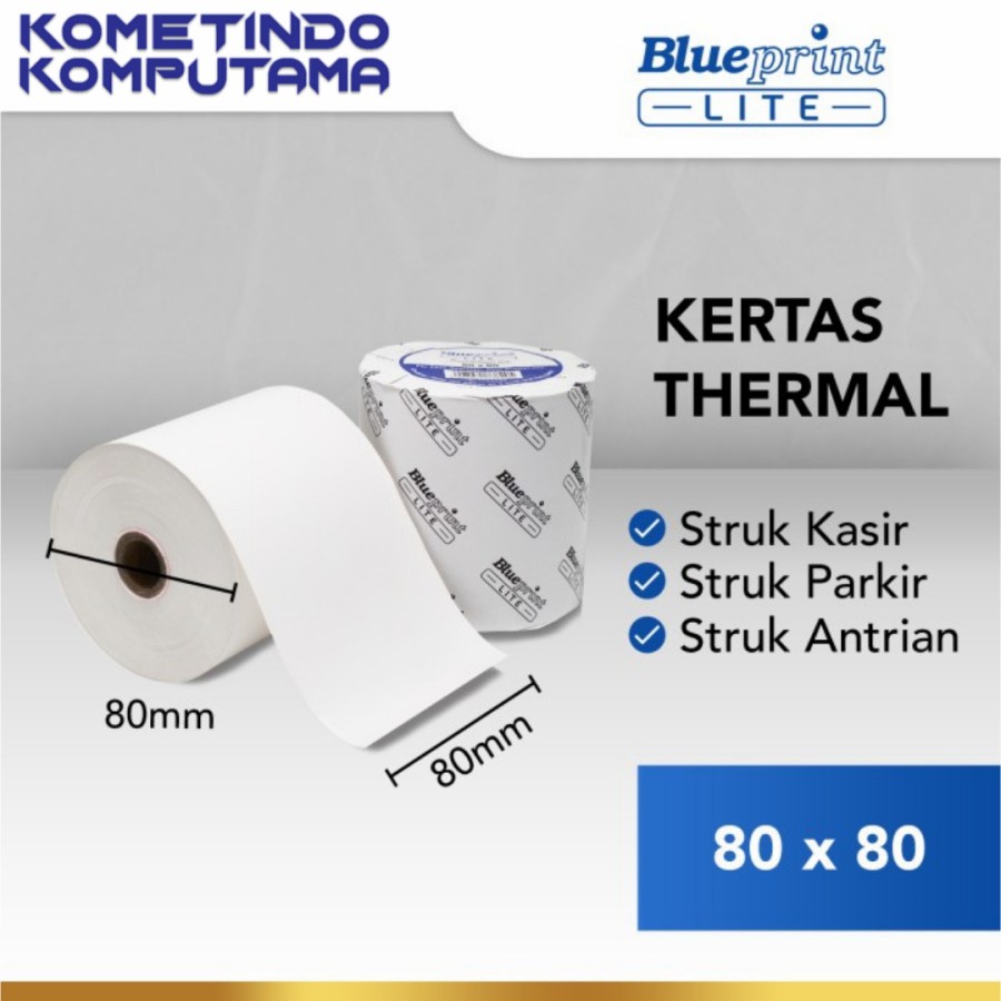 Jual 80x80 KERTAS THERMAL PAPER 80x80 mm BLUEPRINT LITE - 1 Roll STRUK ...