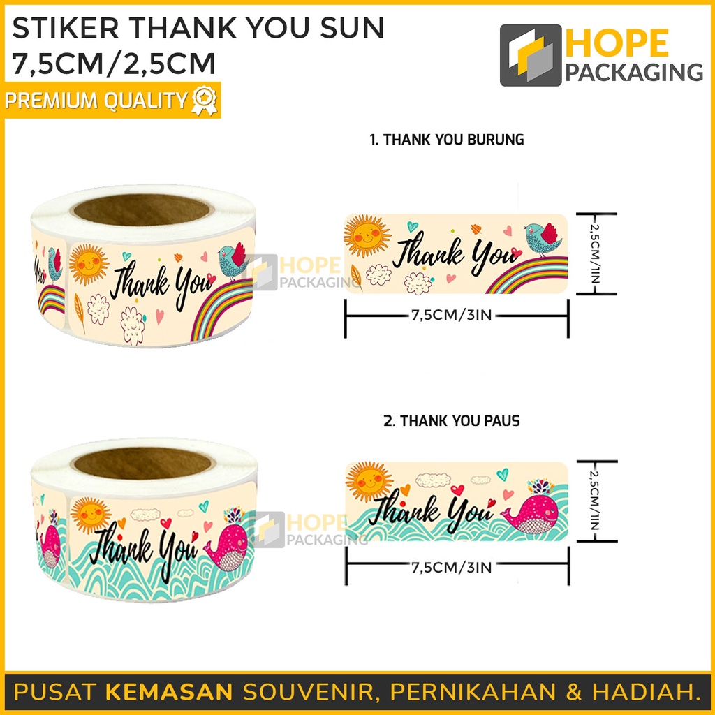 Jual Stiker Label Thank You Sun 2.5 cm Paus & Burung / Stiker Kotak ...