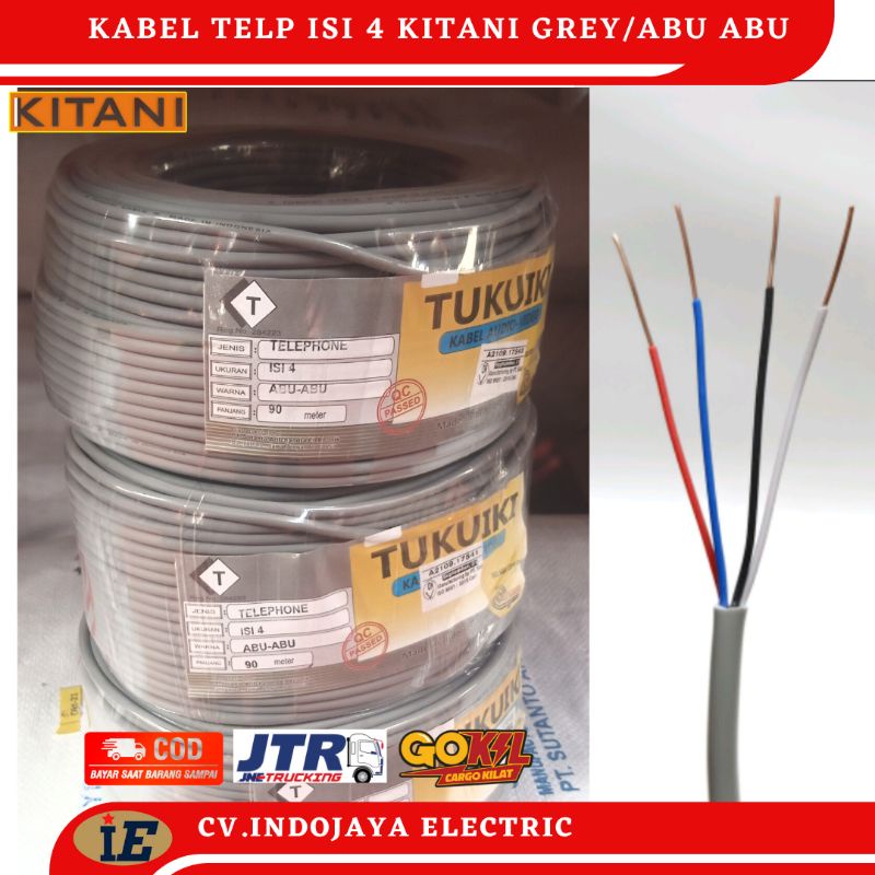Jual Kabel Telp Isi 4 Kitani Grey Abu Abu Panjang kabel 90 Meter Kabel ...