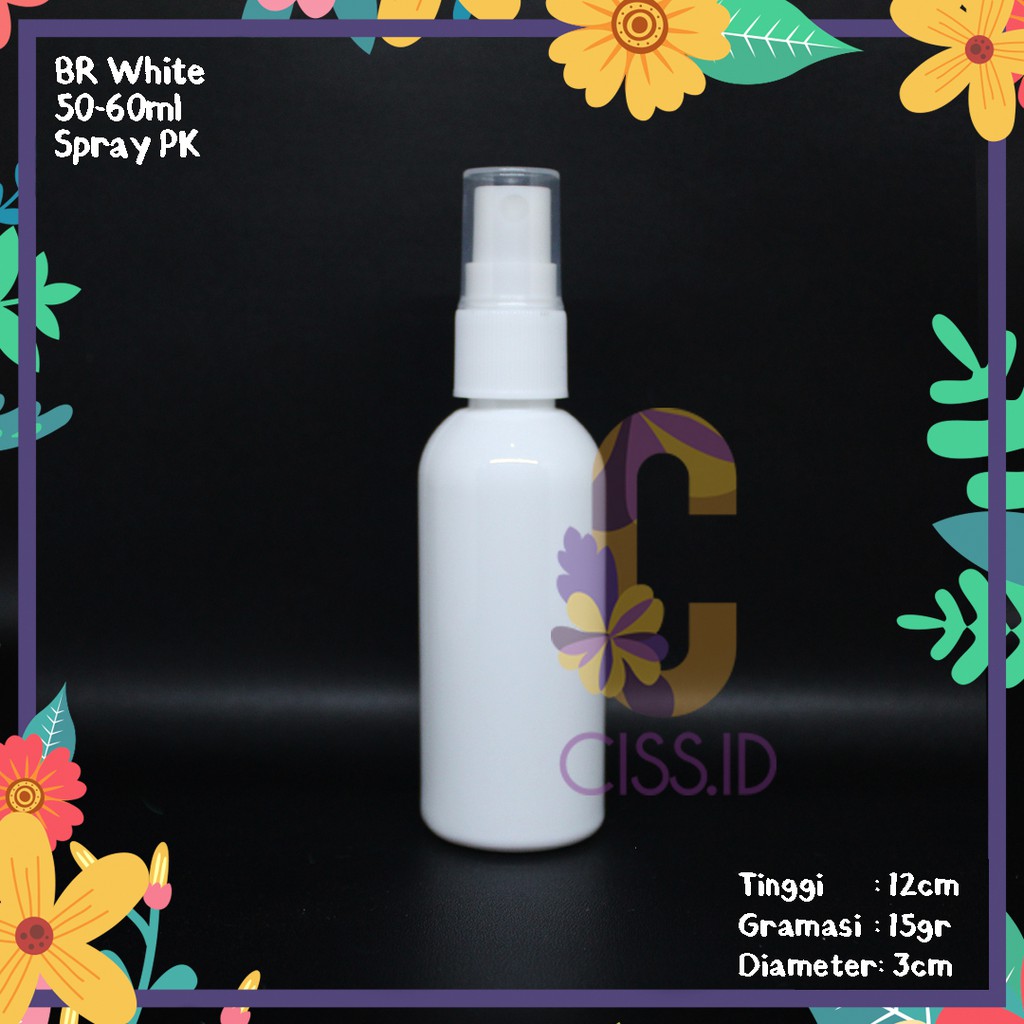 Jual BOTOL PLASTIK BR 50ML 60ML PUTIH SUSU SPRAY WHITE HAND SANITIZER ...