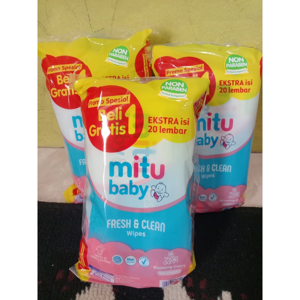 Jual Mitu Tissue Basah buy 1 get 1 (2 pack) 50 sheets+50 sheets ...