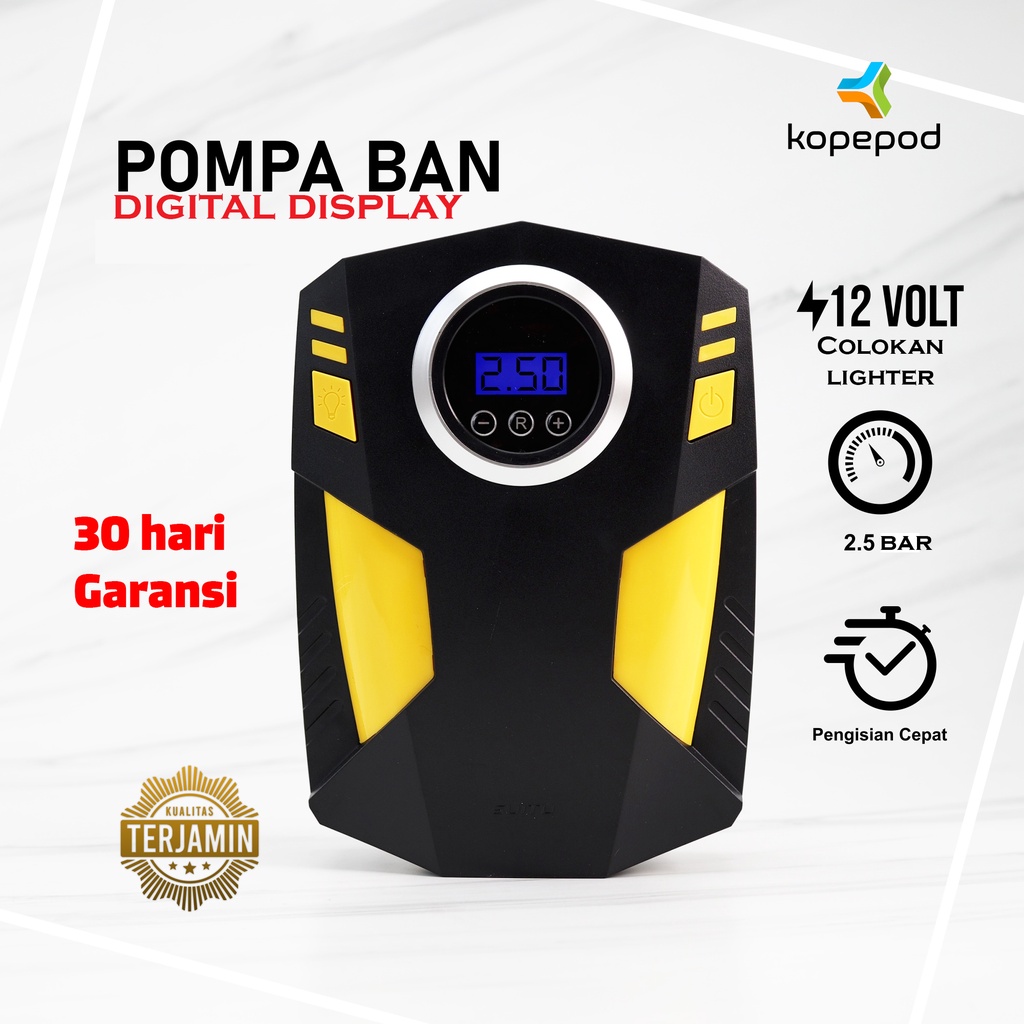 Jual DIGITAL Pompa Ban Elektrik Mobil Elektrik 12 volt 2.5BAR Full ...