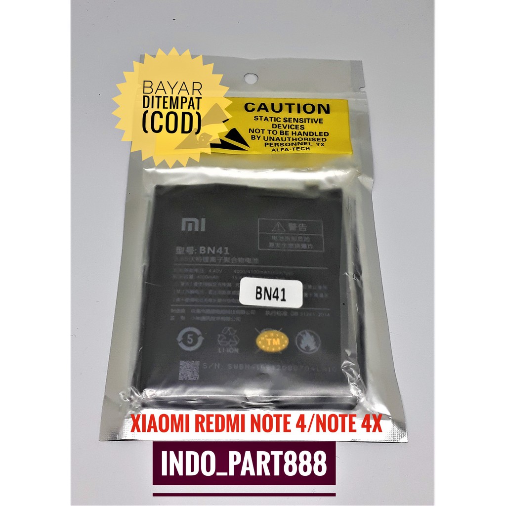 Jual baterai batterry XIAOMI REDMI NOTE 4/ REDMI NOTE 4X/ BN-41 / OEM ...