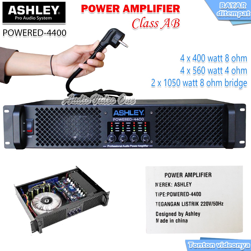 Jual Power ASHLEY 4 Chanel Class AB Powered 4400 Series Power Amplifer ...