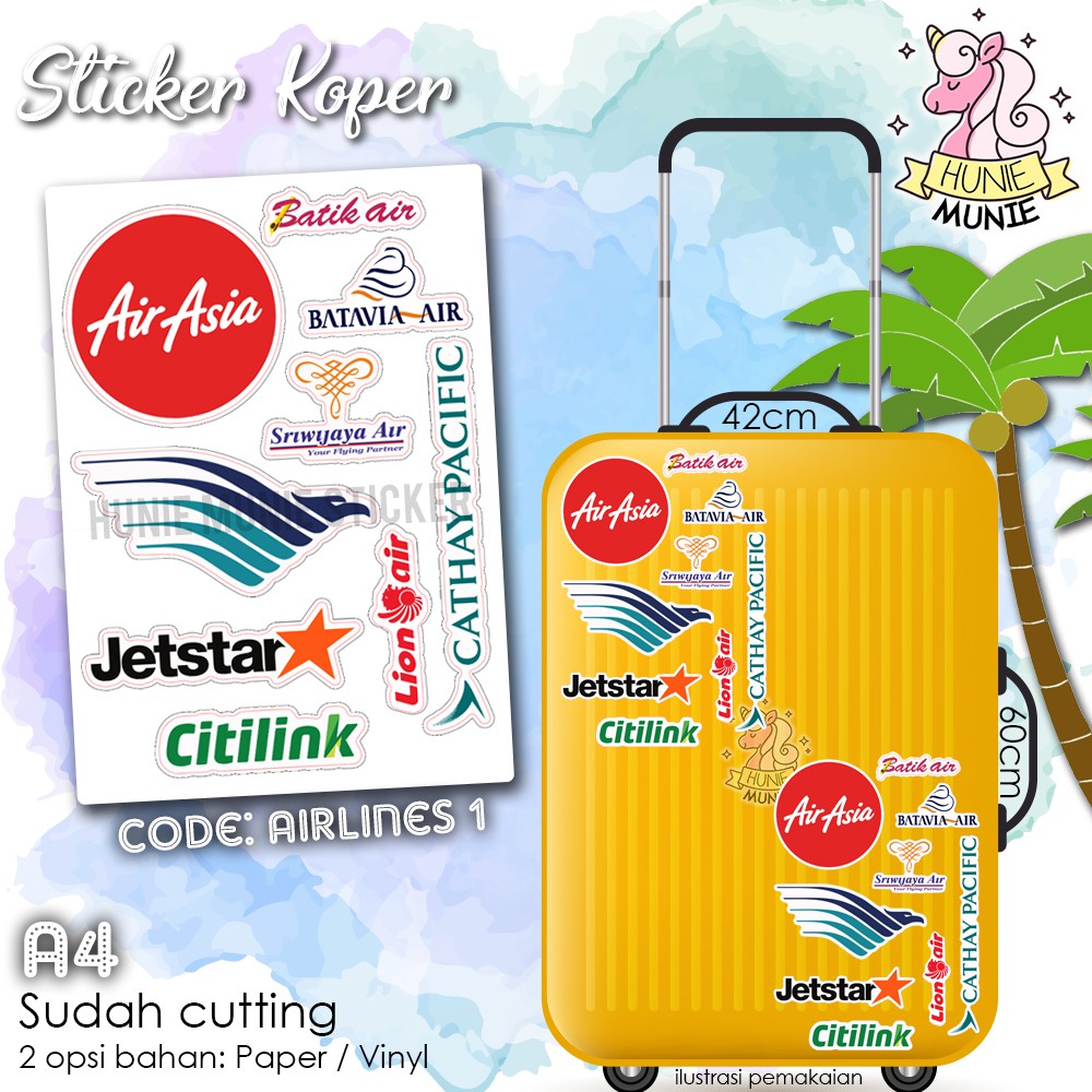 Jual Sticker Koper - Airlines #1 Stiker Suitcase Luggage | Shopee Indonesia