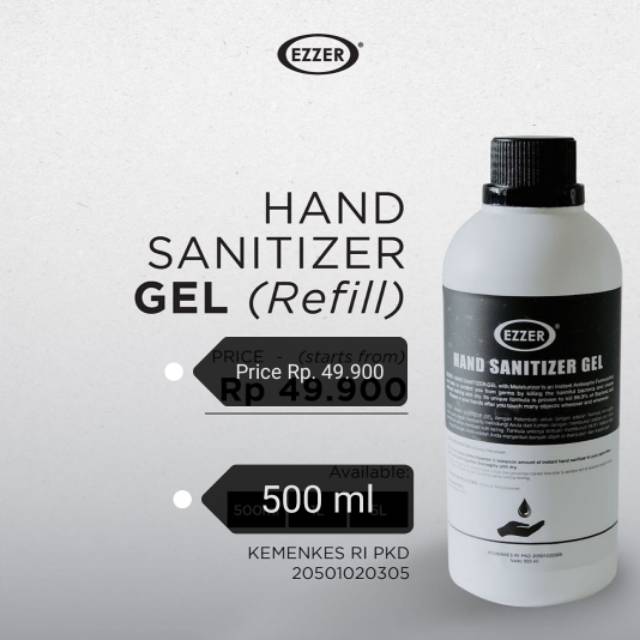 Jual EZZER HAND SANITIZER GEL REFILL (500 ML) | Shopee Indonesia
